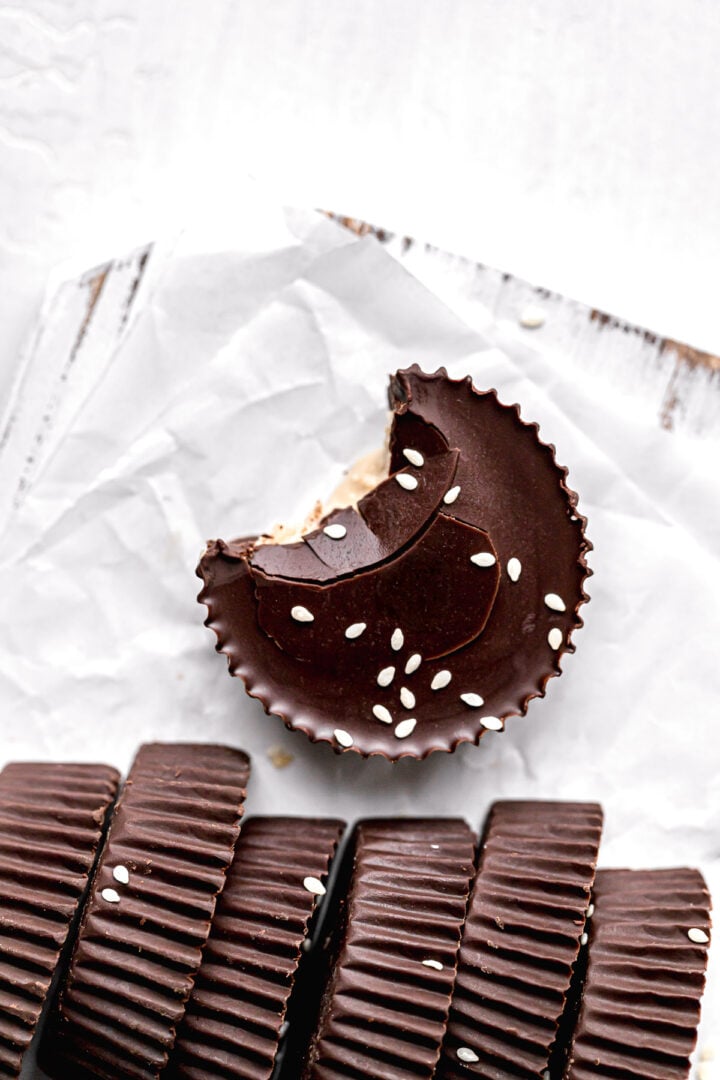 Dark Chocolate Tahini Cups - Sloane's Table